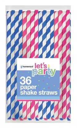 36 PACK STRIPED SHAKE PAPER STRAWS